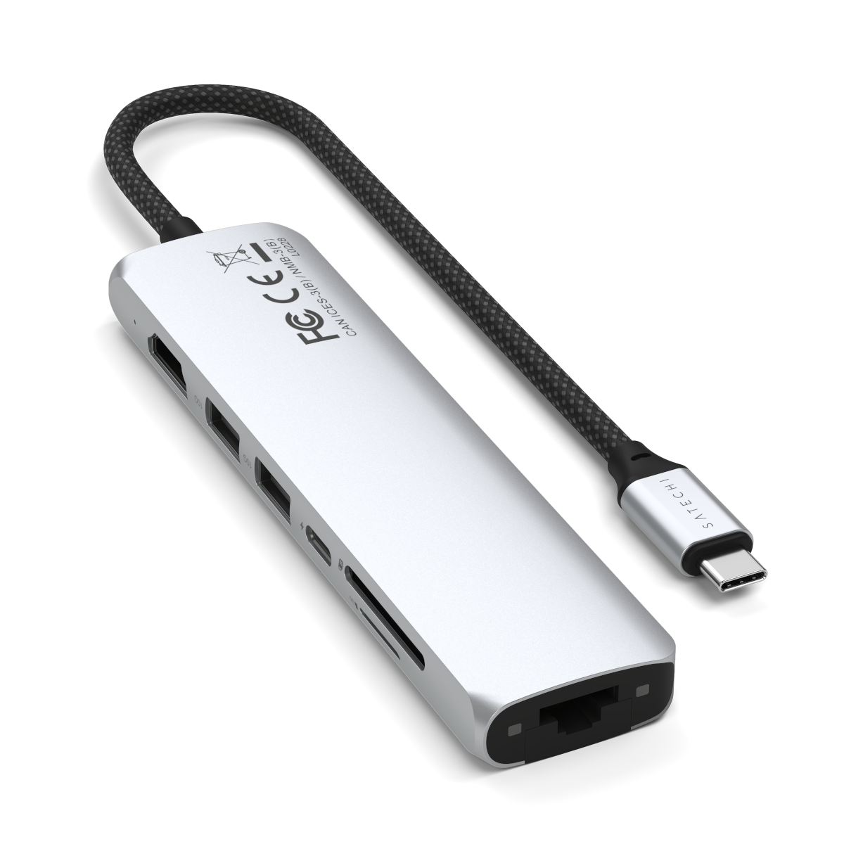 Satechi USB-C 7-in-1 Slim Multiport Adapter with Ethernet Silver ...