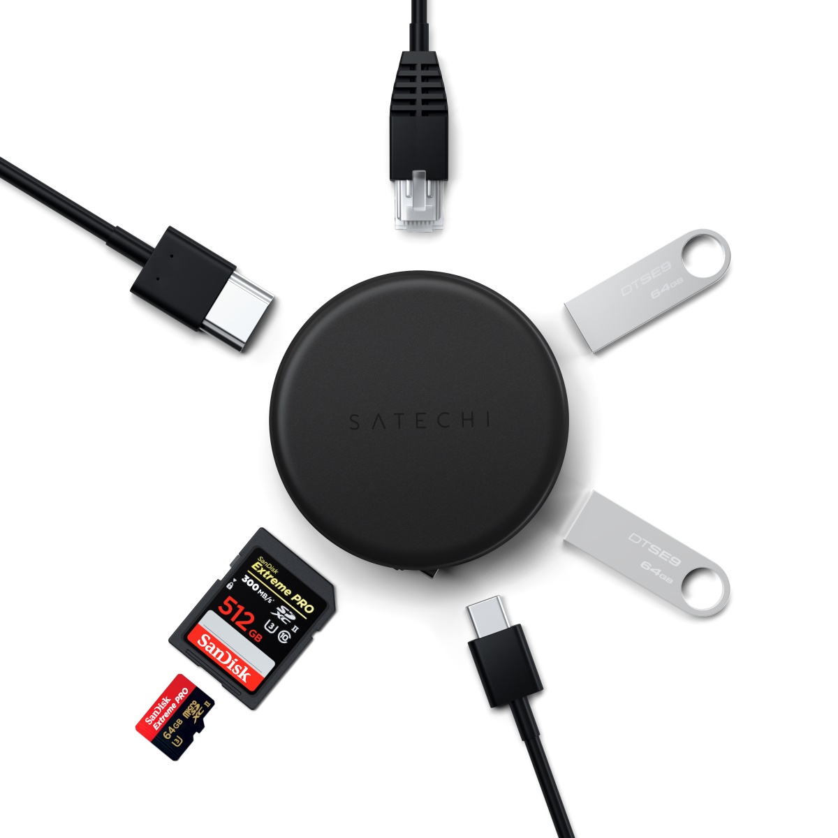 Satechi OntheGo 7-in-1 Multiport Adapter space black - Dockingstation ...